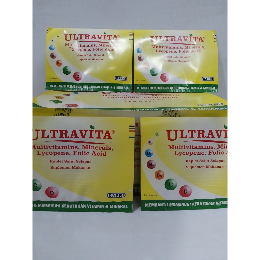 Jual Ultravita Multivitamin + Zat Besi + Asam Folat + Lycopene isi 4 ...