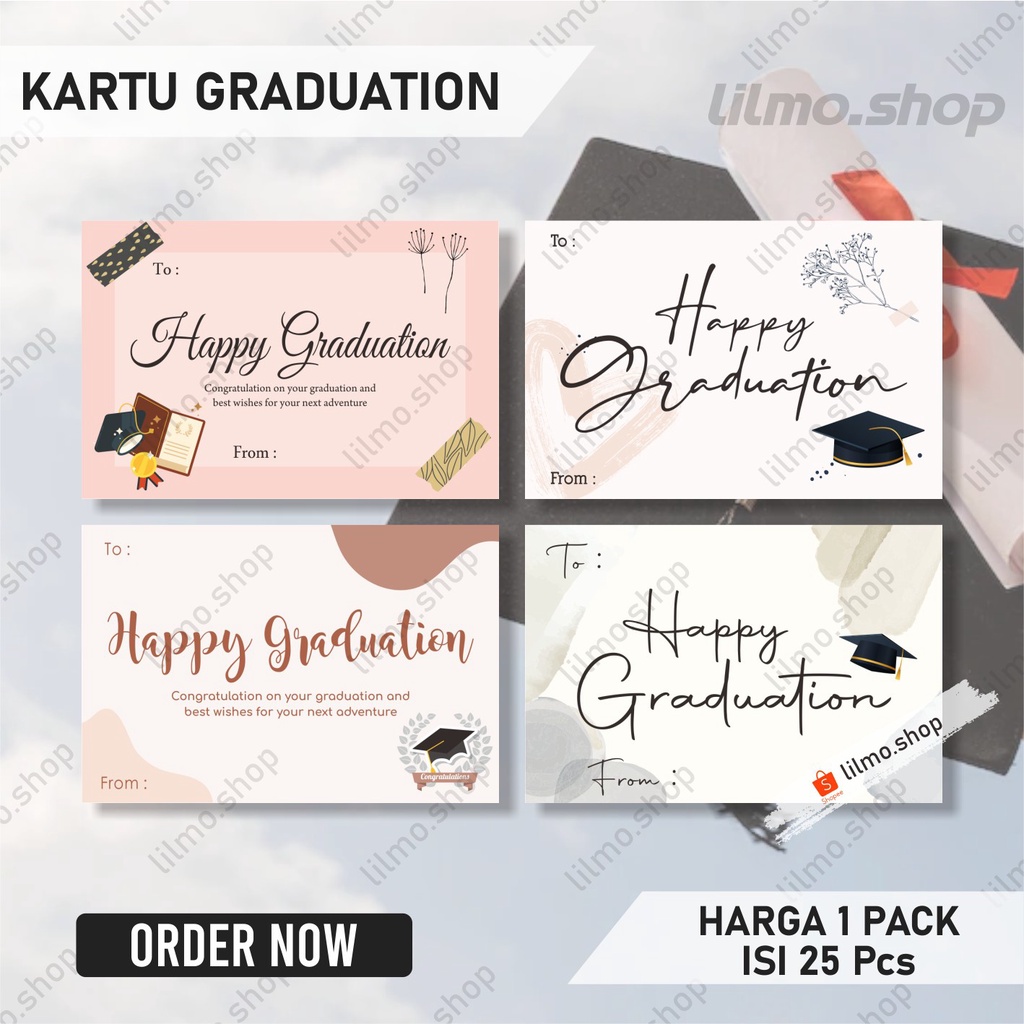 Jual (HARGA 1 PACK ISI 25 Pcs) Graduation Card, Kartu Ucapan Graduation ...