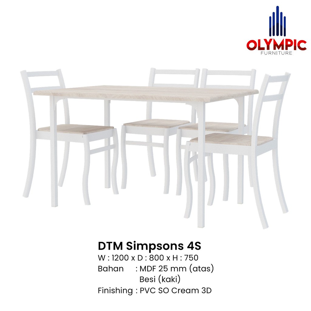 Jual Meja Makan | Olympic Dinning Table | 1 Set Meja Makan dengan 4 Kursi - DTM Simpsons 4S ...