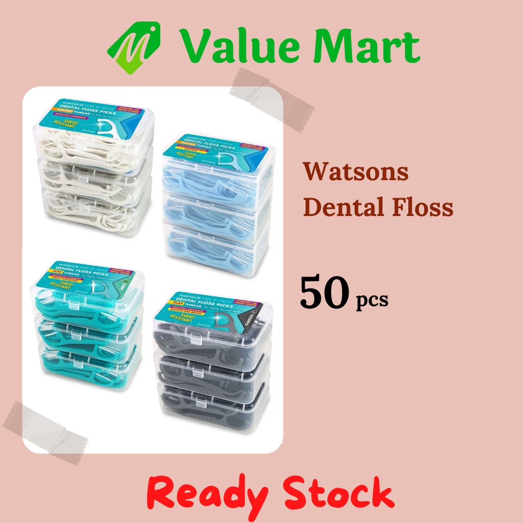 Jual Watsons Dental Floss Round Flat Thread Wide Bow Rasa Mint Charcoal ...