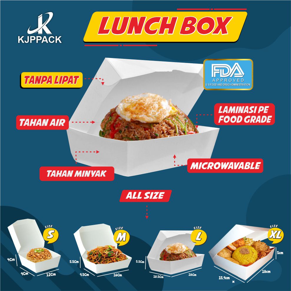 Jual LUNCH BOX paper Ivory KAIT FDA Laminasi Food Grade All Size | Shopee Indonesia