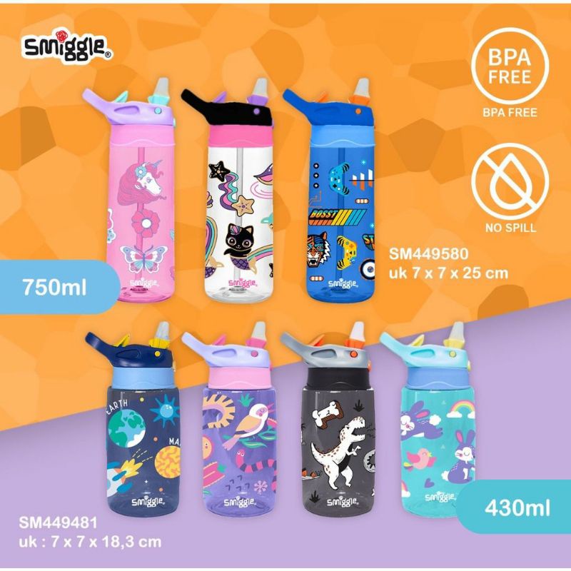 Jual Botol Minum Smiggle Unicorn Cat Kitty Tiger Game Space Koala Animal Dino Rabbit Bunny ...