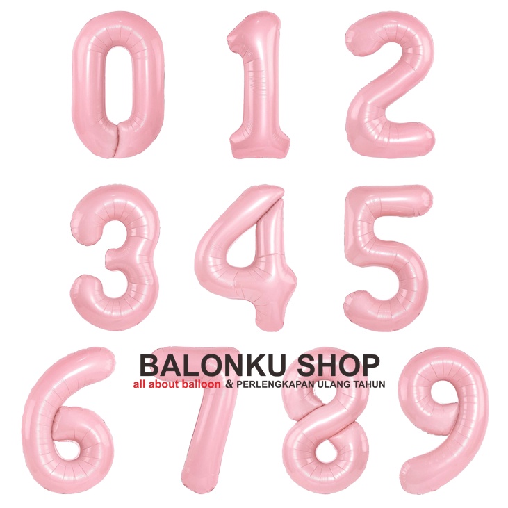 Jual Balon Foil Angka Jumbo Pink Pastel 80 Cm / Balon Angka Jumbo 80cm ...