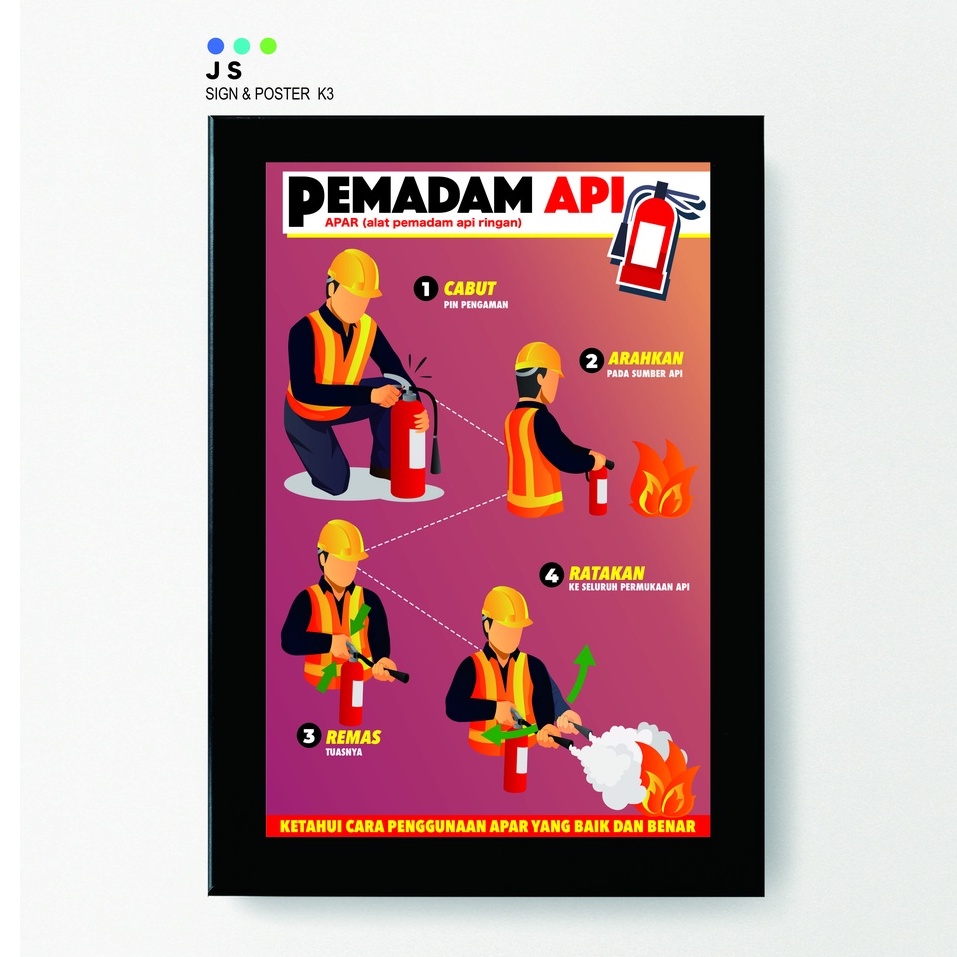 Jual Poster Safety K3 - CARA APAR + Frame Ukuran A3 | Shopee Indonesia