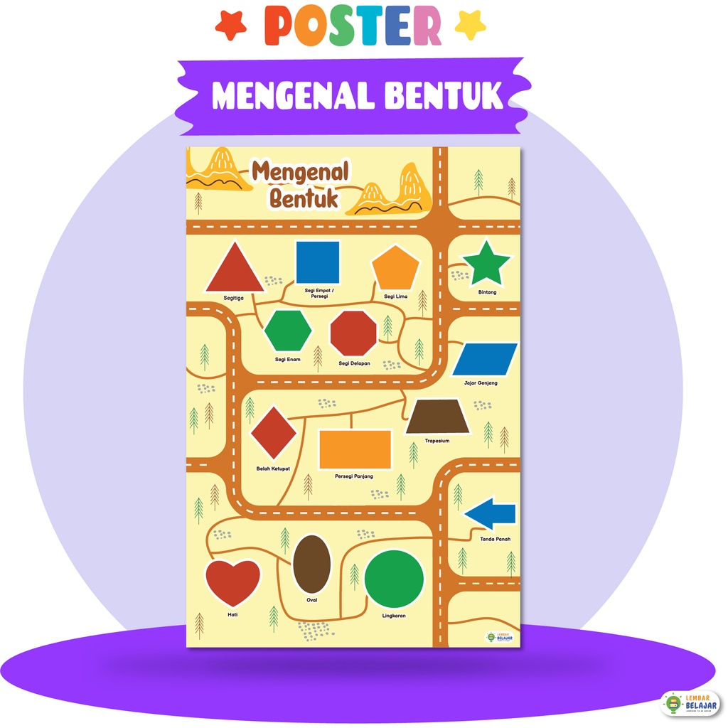 Jual Poster Dinding Mengenal Bentuk - Poster Edukatif Anak - Poster ...