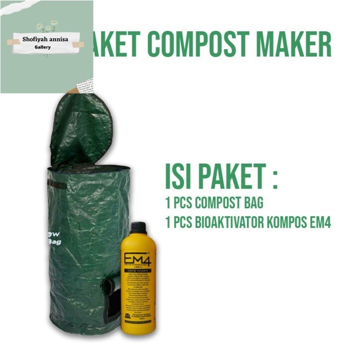 Jual Paket Pembuatan Kompos Bioaktivator EM4 Compost Bag - 50 L + EM4 ...