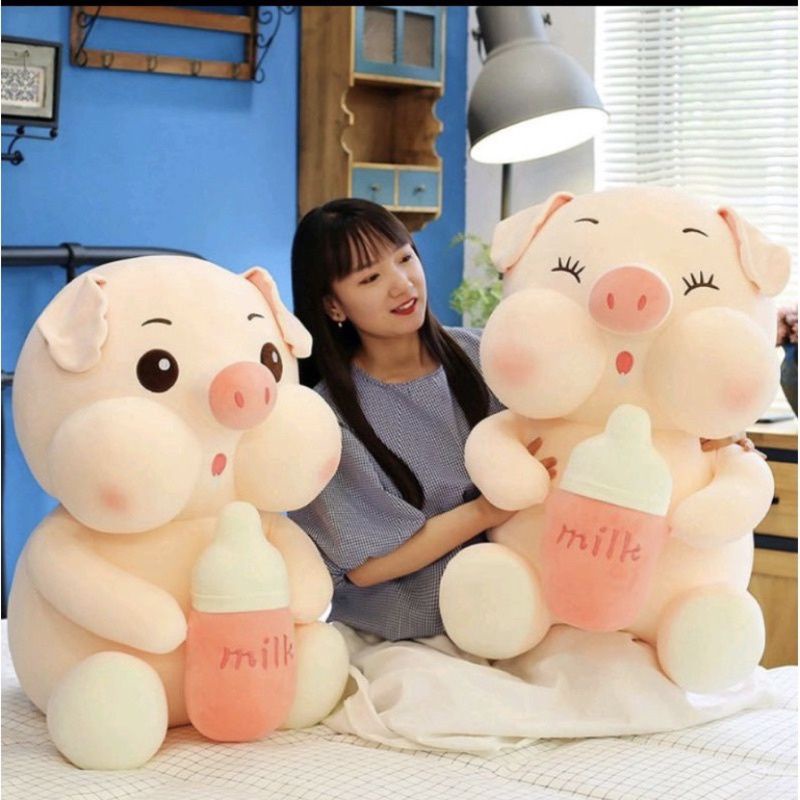 Jual BONEKA BABI PIG MILK BOTTLE SUPER JUMBO SIZE -/+60CM BONEKA BABI ...