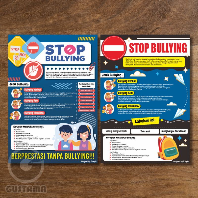 Jual Poster Stop Bullying, Poster Edukasi Pendidikan Wipe and Clean A3 ...