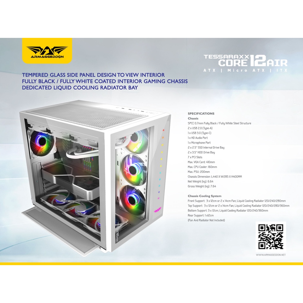Jual Casing Gaming Armaggeddon Tessaraxx Core 12 Air E-ATX Gaming PC ...