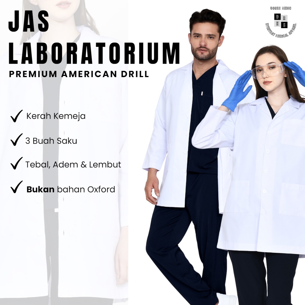 Jual Jas Lab / Jas Laboratorium / Jas Praktikum / Jas Praktek Premium American Drill DOCHS MEDIC ...
