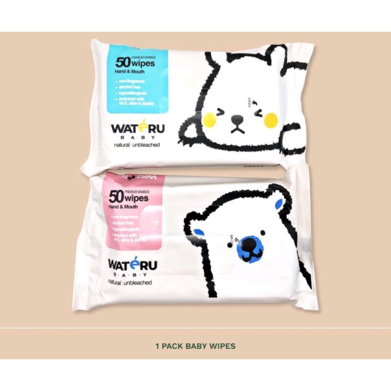 Jual TISU BASAH WATERU PREMIUM BAMBOO HAND AND MOUTH 50 WIPES | Shopee ...