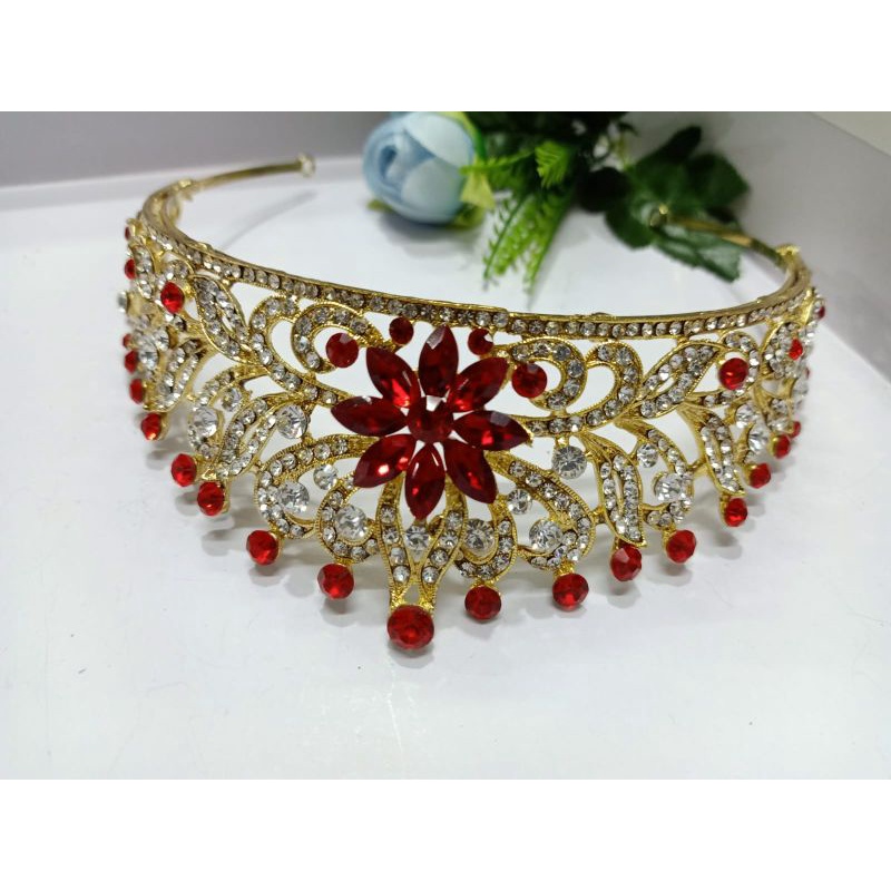 Jual mahkota pengantin/ manhkota hijab/mahkota weding dasar gold mata ...