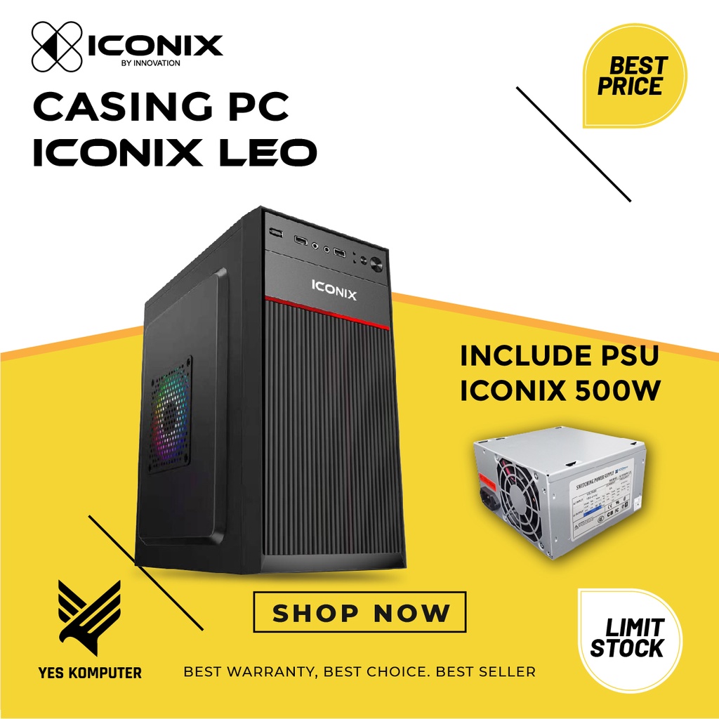 Jual CASING PC GAMING ICONIX LEO FREE PSU 500WATT | Shopee Indonesia