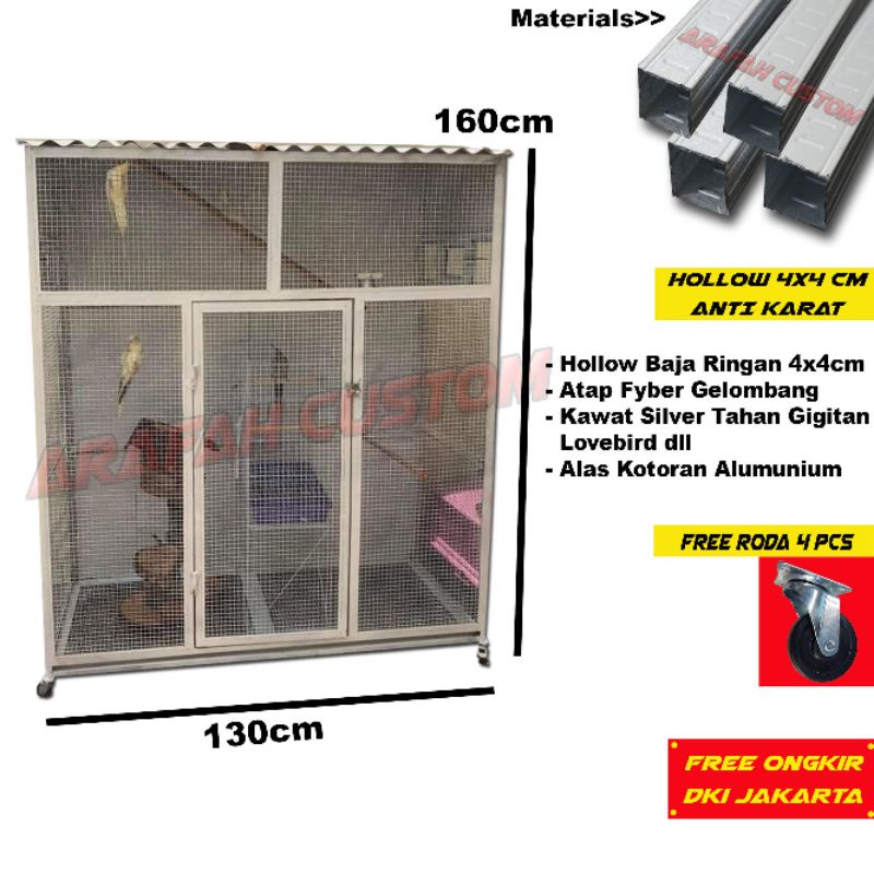 Jual Sangkar Kandang Ternak Umbaran Koloni Aviary Besar Burung Lovebird ...
