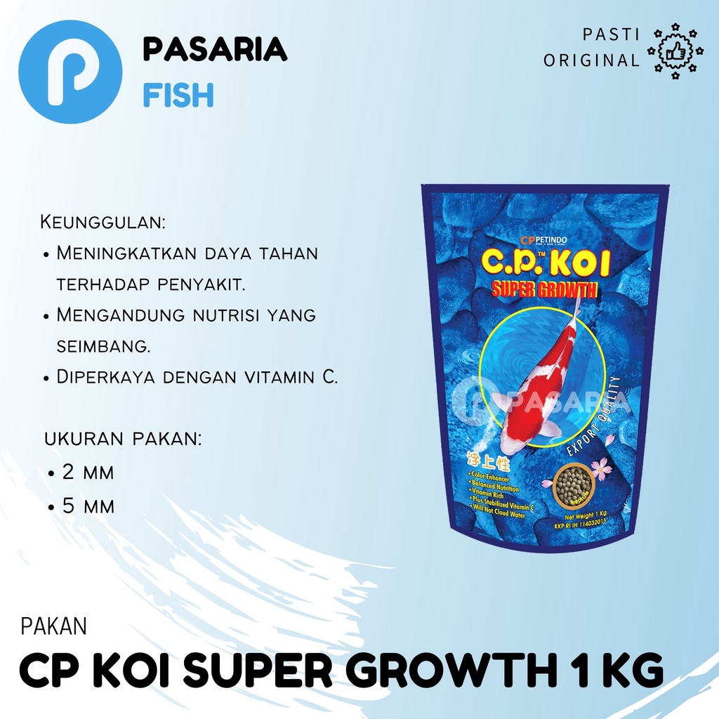 Jual CP KOI Super Growth 1 Kg 2mm/5mm CPKOI Pakan/Pelet/Makanan Ikan ...