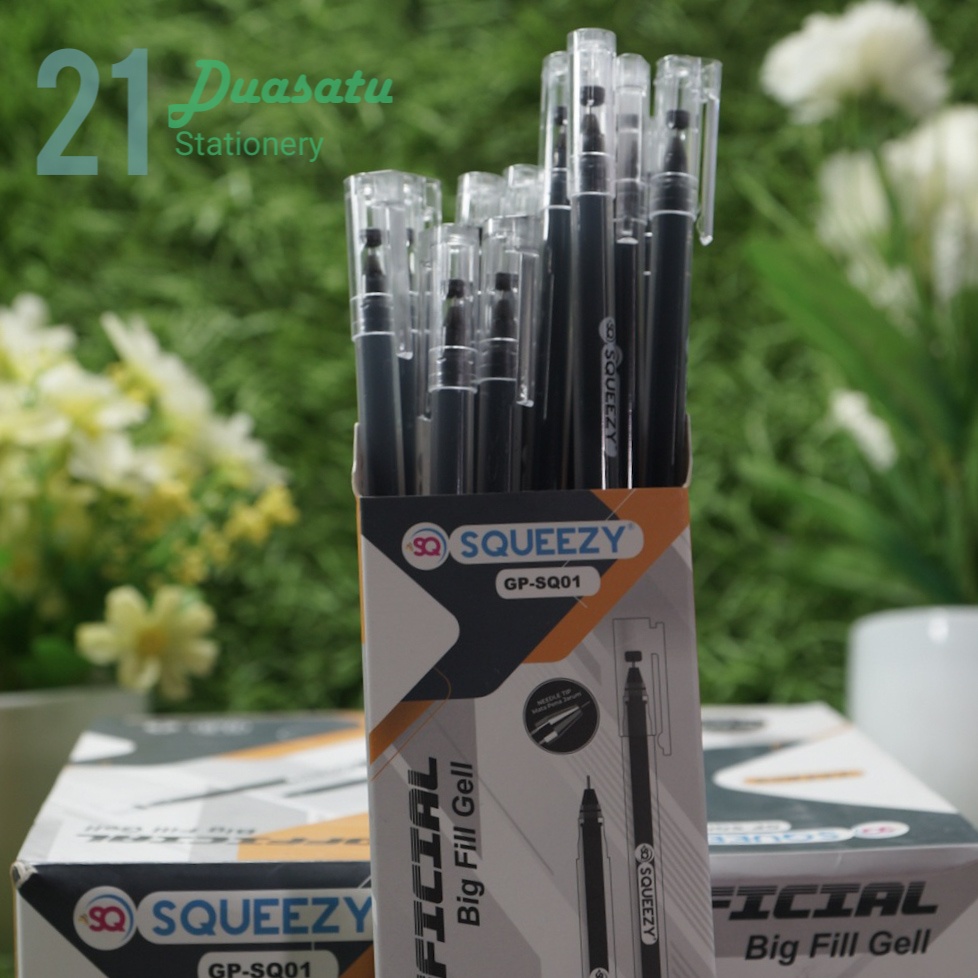 Jual Gel Pen Pulpen Pena Squeezy GP-SQ01 0.5 mm ( 1 Lusin = 12 Pcs ) | Shopee Indonesia