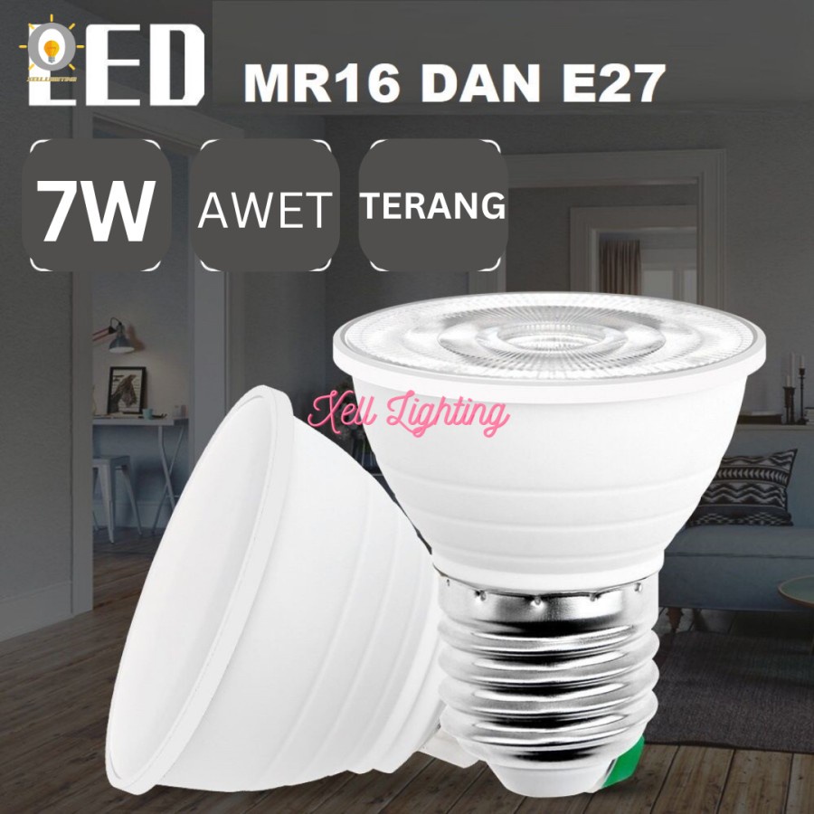 Jual LAMPU SOROT LED 7 WATT 220V MR16 / E27 SPOTLIGHT 7W FITTING MR16 / E27 | Shopee Indonesia