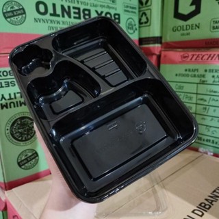 Jual Mika Box Bento Hitam / Box Bento 4 Sekat Hitam / Tray Kotak Makan ...
