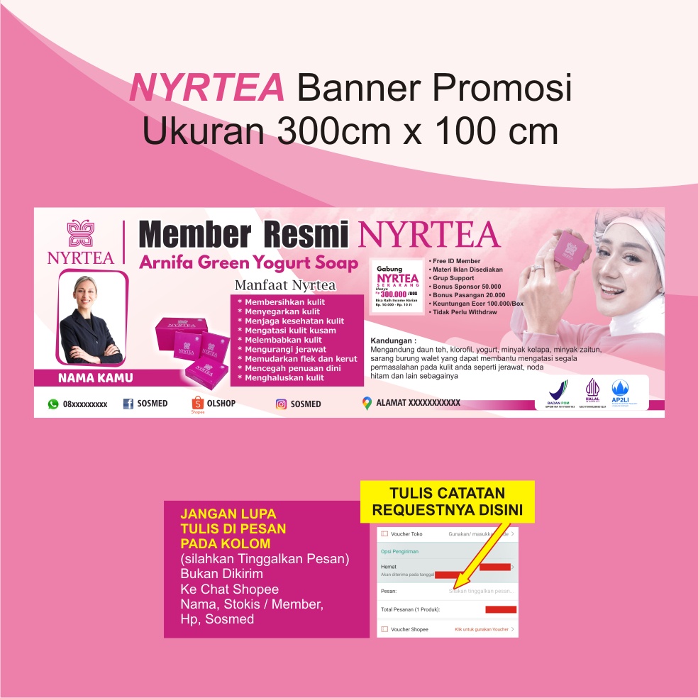 Jual NYRTEA SPANDUK / BANNER UK. 300x100 DESAIN AR2 | Shopee Indonesia