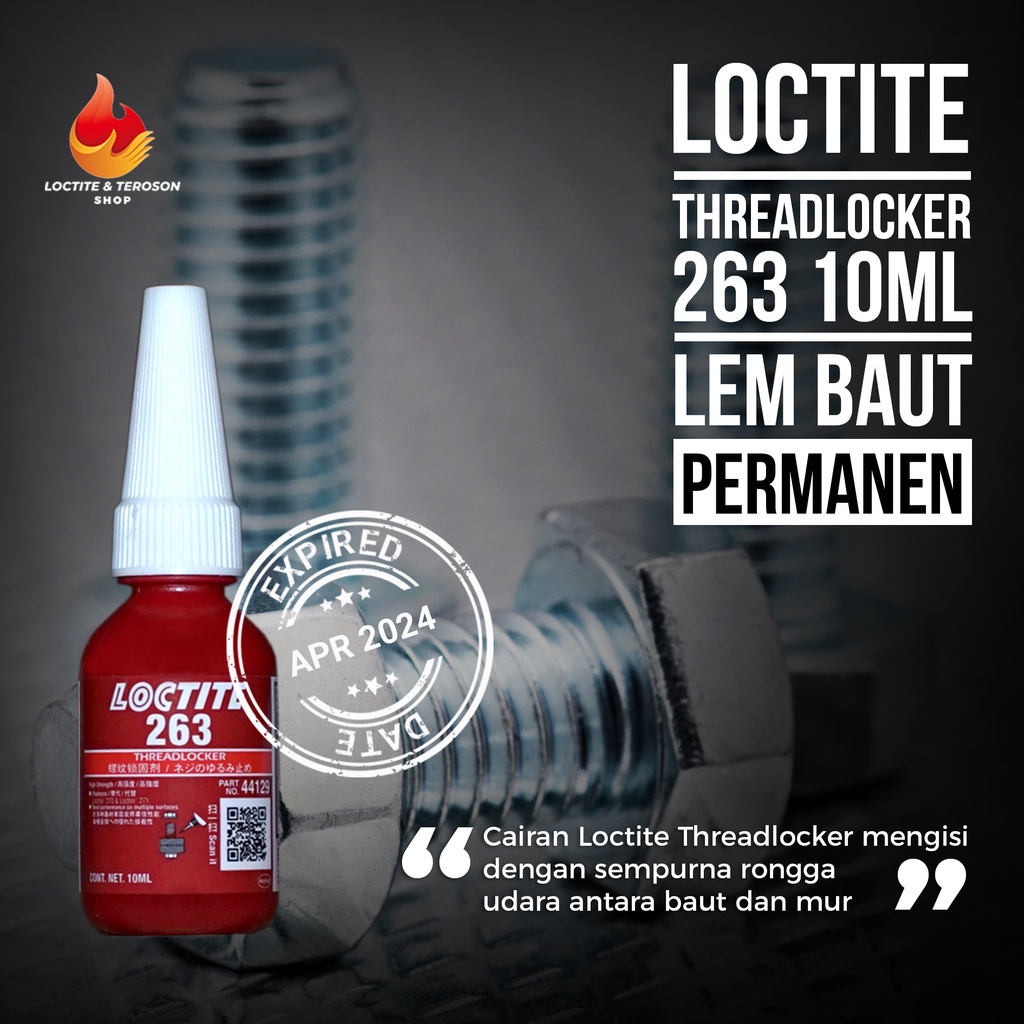 Jual LEM BAUT PERMANEN TAHAN OLI DAN PANAS LOCTITE 263 THREADLOCKER ...