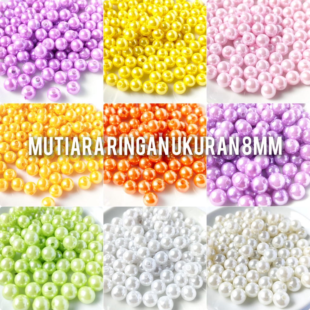 Jual mutiara ringan mutiara manik manik mutiara sintetis ringan Mote ukuran 8mm per 20 gram ...