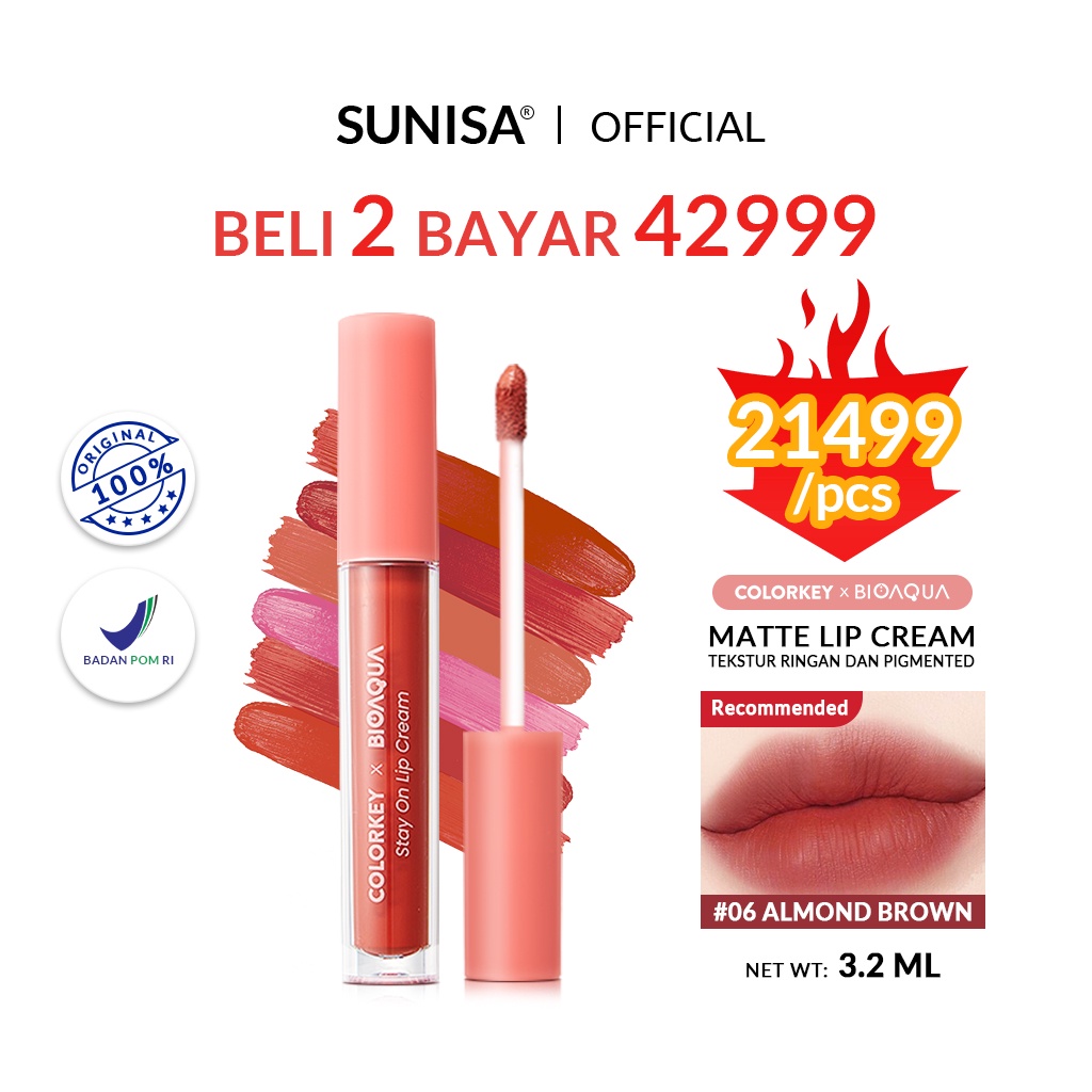 Jual SUNISA Colorkey X Bioaqua Lip Cream Matte 6 Colors Lipstick ... Jual SUNISA Colorkey X Bioaqua Lip Cream Matte 6 Colors Lipstick ...