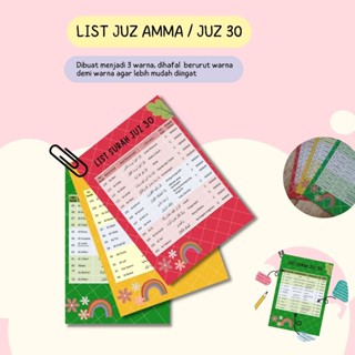 Jual Daftar / List Surah Juz 30 Tafidz Alquran mudah menghafal surah ...