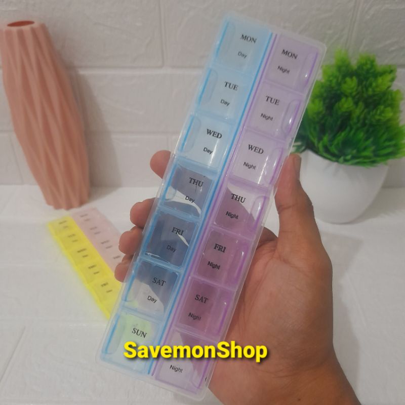 Jual Kotak Obat Harian Sekat 14 Siang Malam 7 Hari / Pil Box Tempat ...