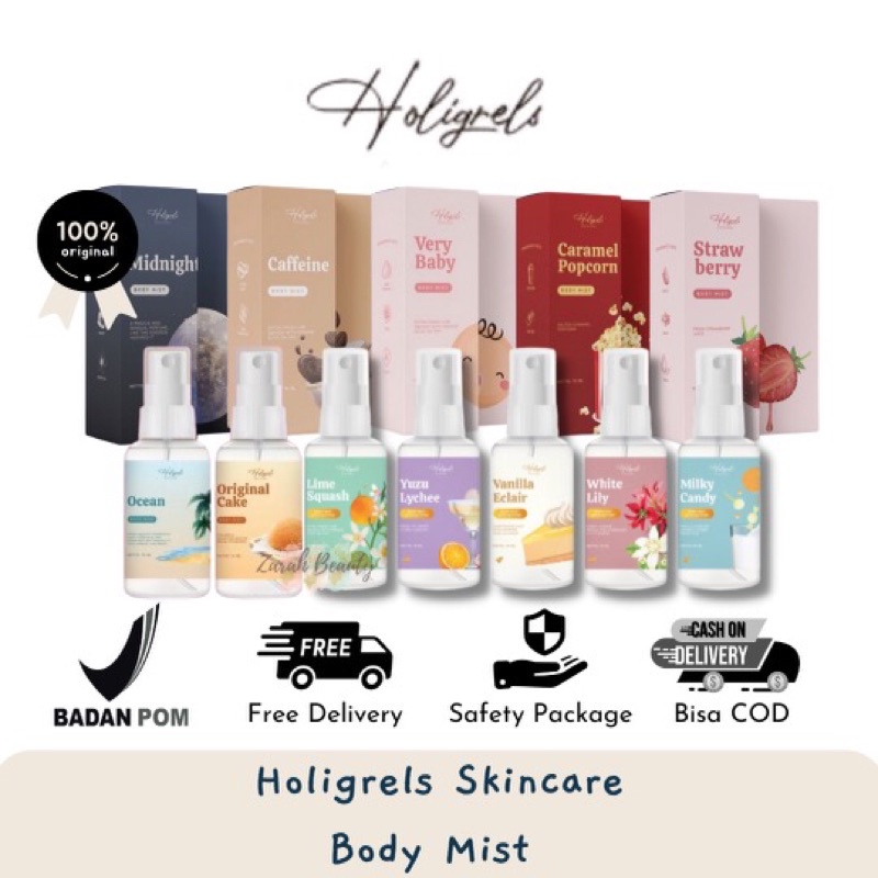 Jual Body Mist Holigrels Vanila Eclair Caramel Popcorn Midnight Body ...
