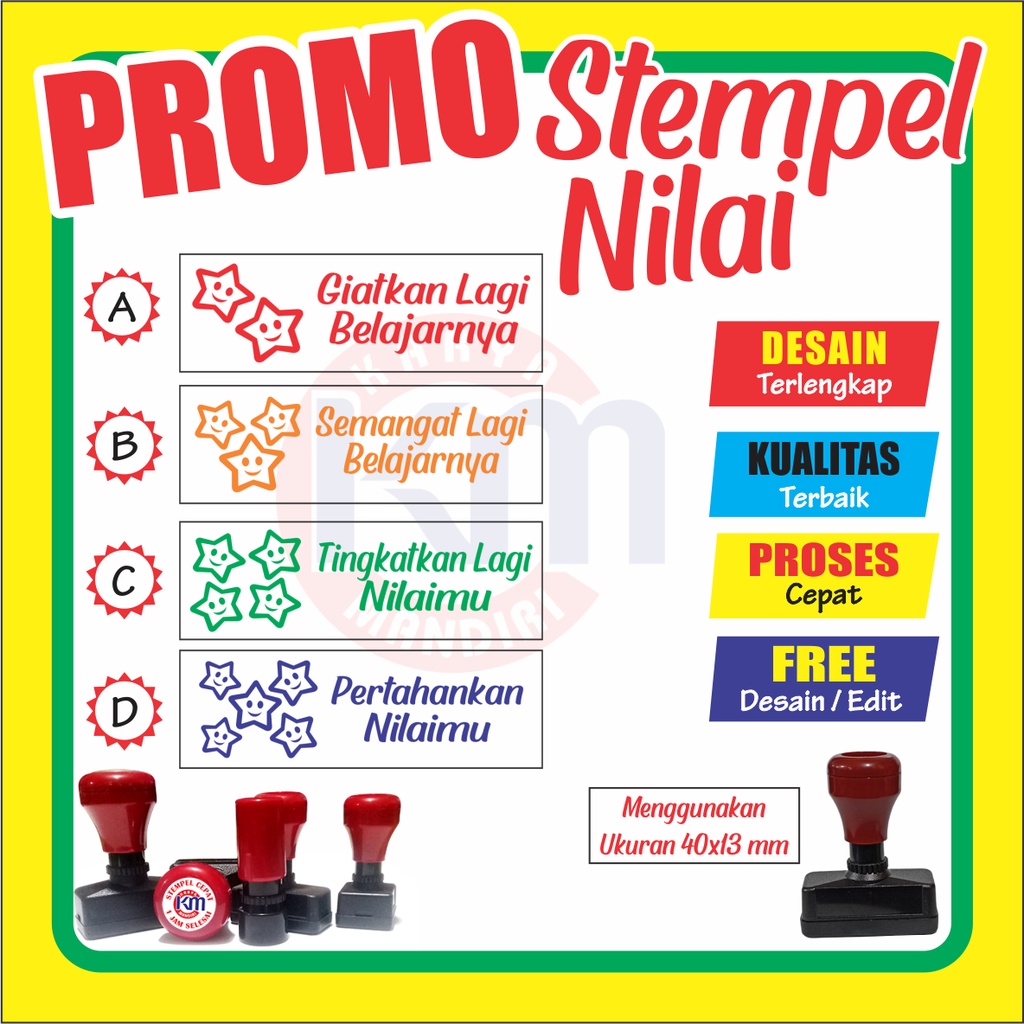 Jual Stempel Nilai model persegi panjang ukuran 40x13mm | Shopee Indonesia