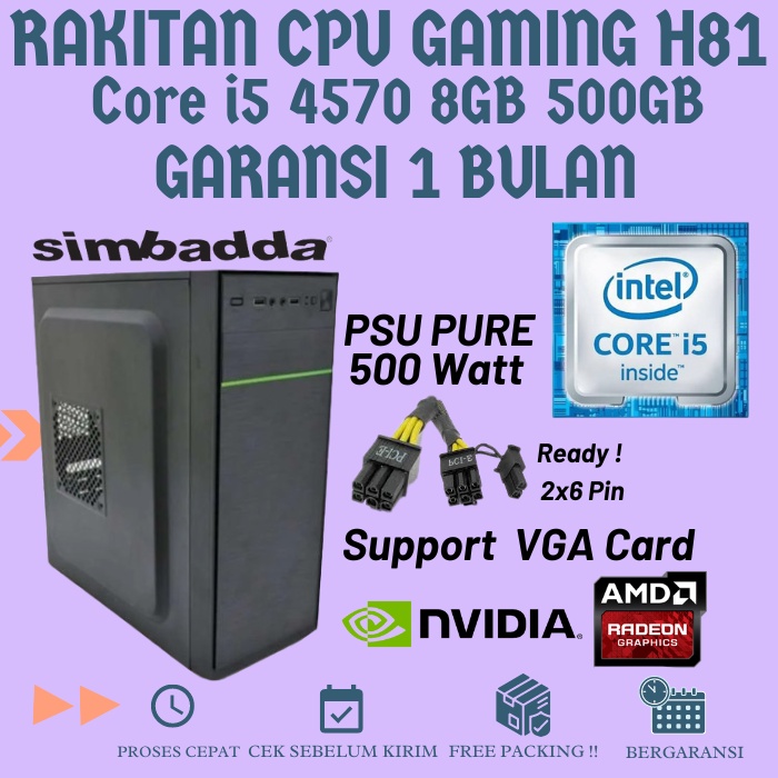 Jual PAKETAN CPU RAKITAN H81 Intel Core i5 Gen 4 RAM 8GB SSD 128GB ...
