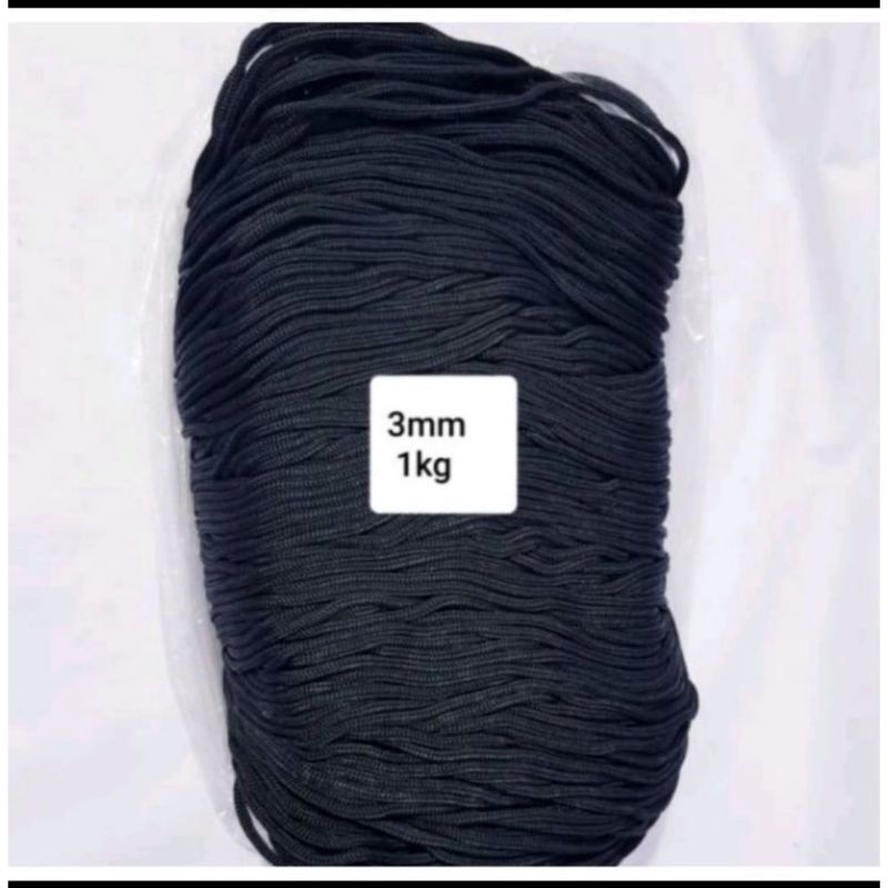Jual Tali kur 3mm hitam 1kg | tali toga | Shopee Indonesia