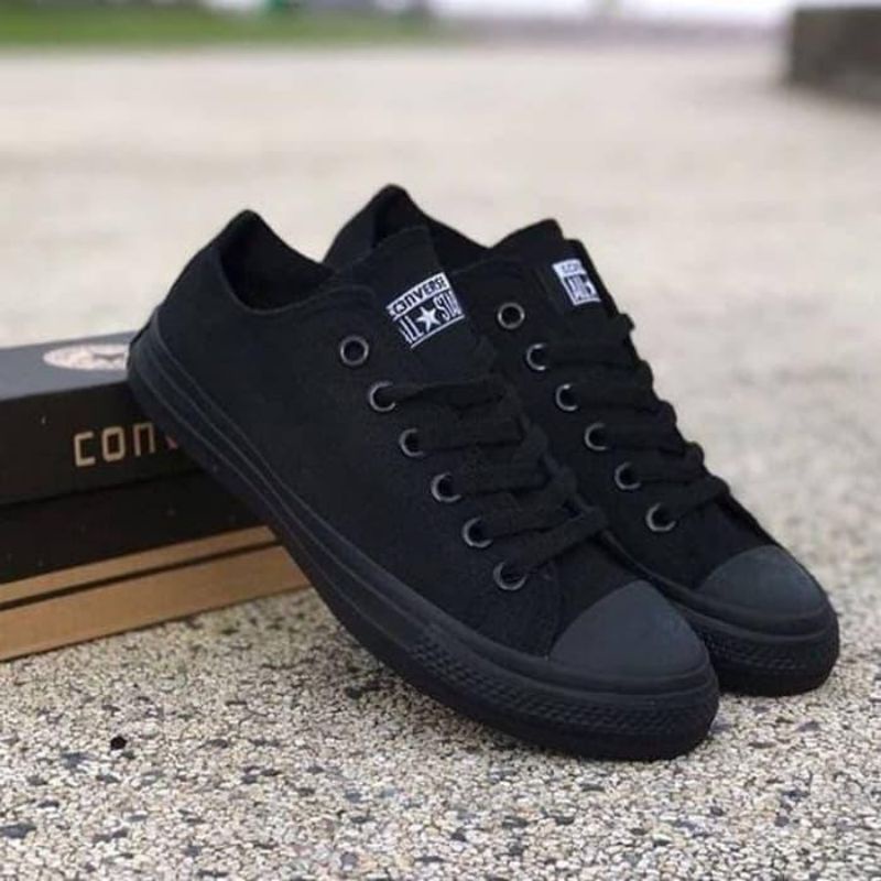 Jual Sepatu Converse All Star Full Black Pendek Premium | Shopee Indonesia
