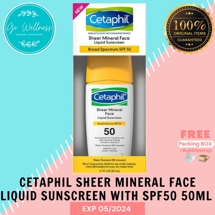 Jual Cetaphil Sheer Mineral Face Liquid Sunscreen SPF50 50ml | Shopee ...
