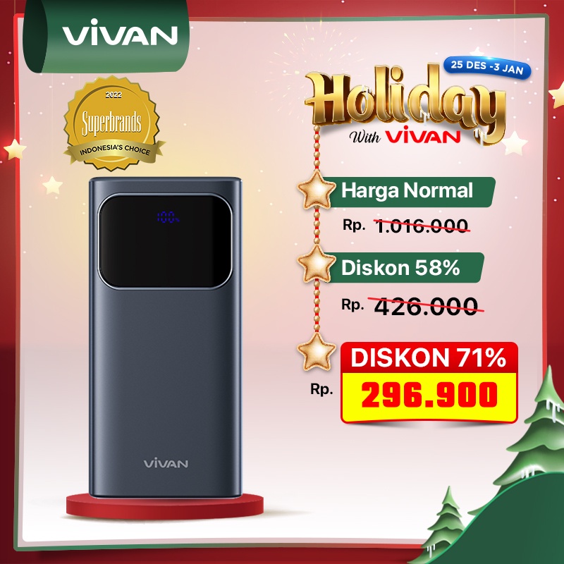 Jual VIVAN Powerbank 30.000 mAh VPB-C20 / VPB-C30 3 Output Fast ...