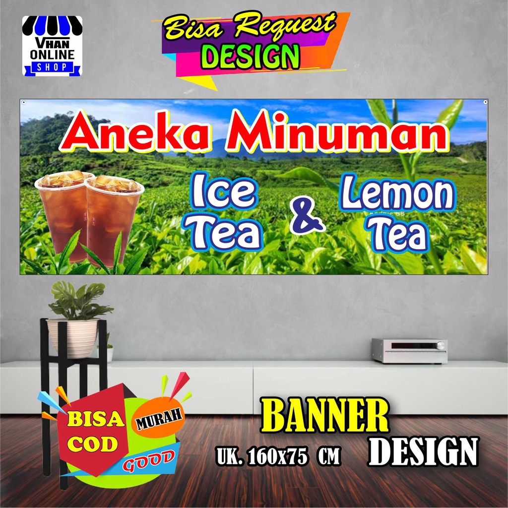 Jual Spanduk Banner Es teh, Jualan Aneka Minuman, Lemon Tea, Keren ...