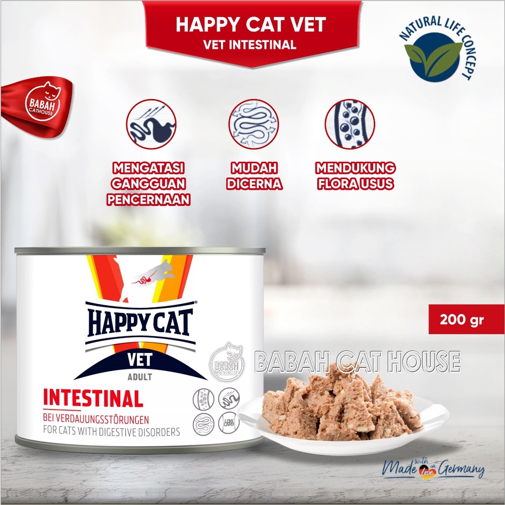 Jual HAPPY CAT VET INTESTINAL 200gr WET Makanan Kucing Mencret Diare ...