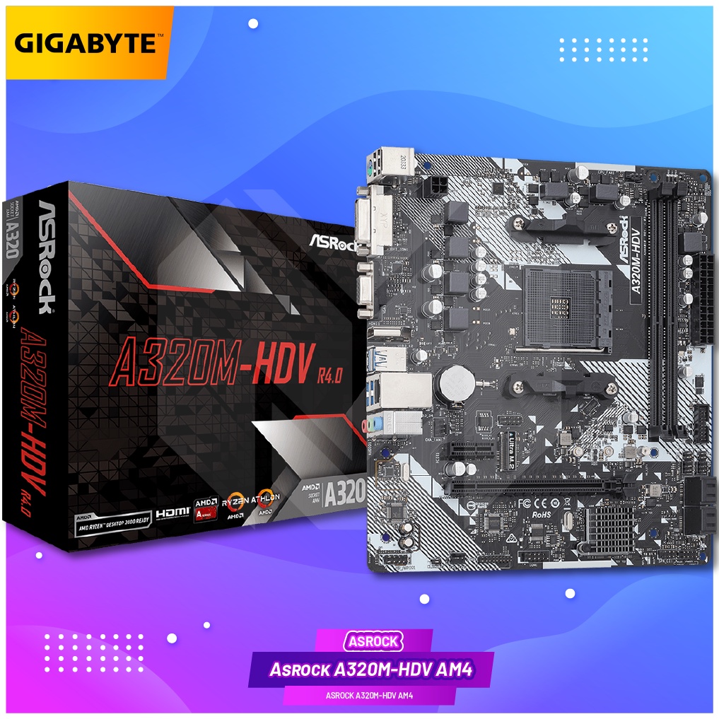 Jual Asrock A320M-HDV (AM4, A320, DDR4) | Shopee Indonesia