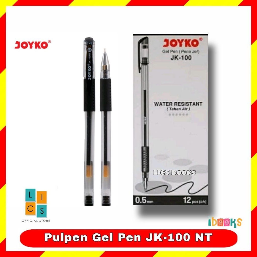 Jual Bolpoin Pulpen Gel Pen Joyko Hitam JK-100 NT 5PCS | Shopee Indonesia