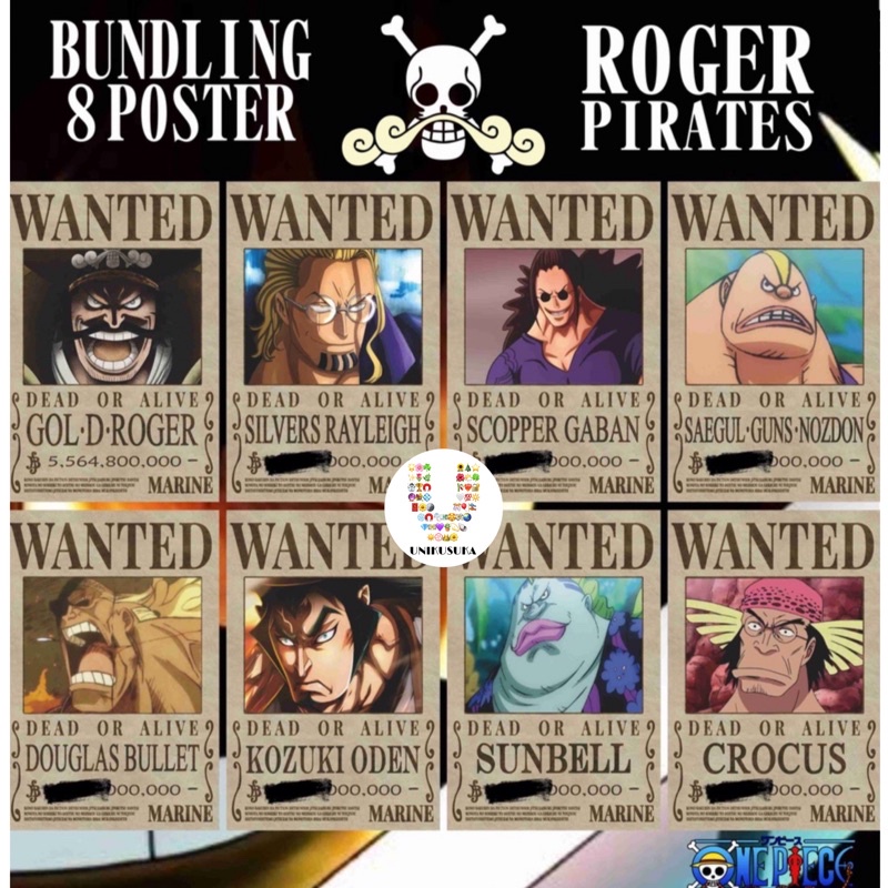 Jual [UNIKUSUKA] POSTER ONE PIECE WANTED 8 POSTER GOL D ROGER PIRATES ...