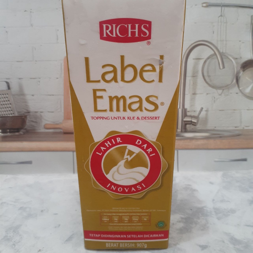 Jual Whipping Cream Richs Gold Label Cake Dessert Topping 907g | Shopee ...