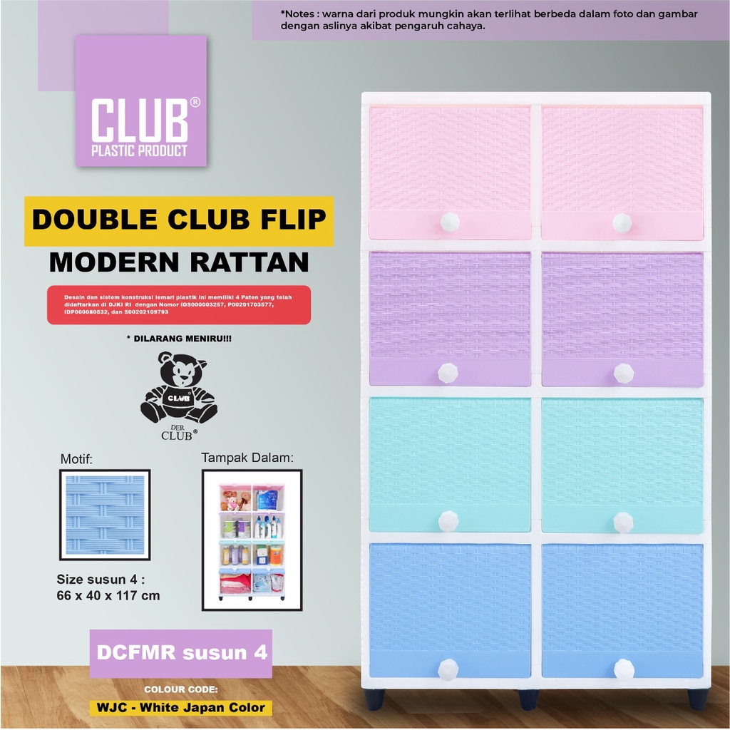 Jual Lemari Pakaian Plastik MP CLUB Double Flip Cabinet Susun 4 ...