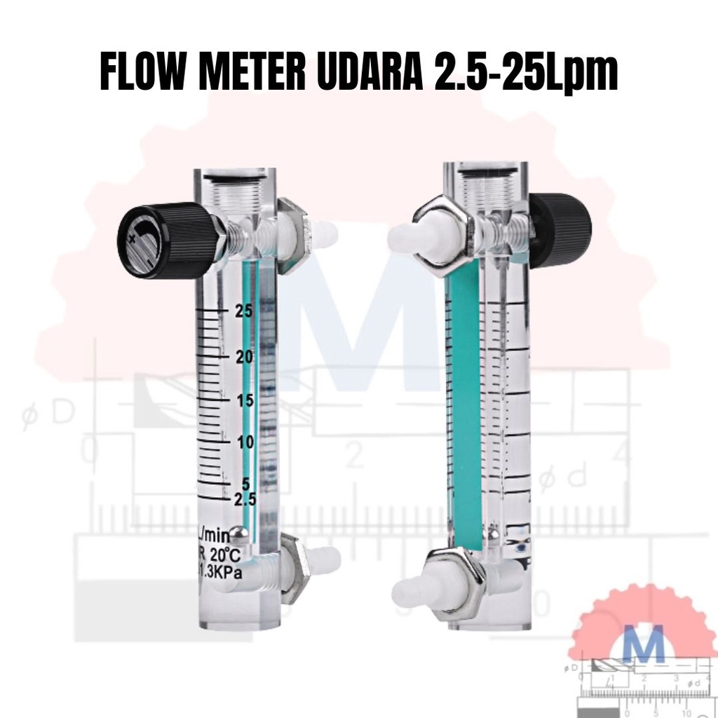 Jual Flowmeter Oksigen 2.5 - 25 LpM Flow Meter Rotameter Udara Gas ...