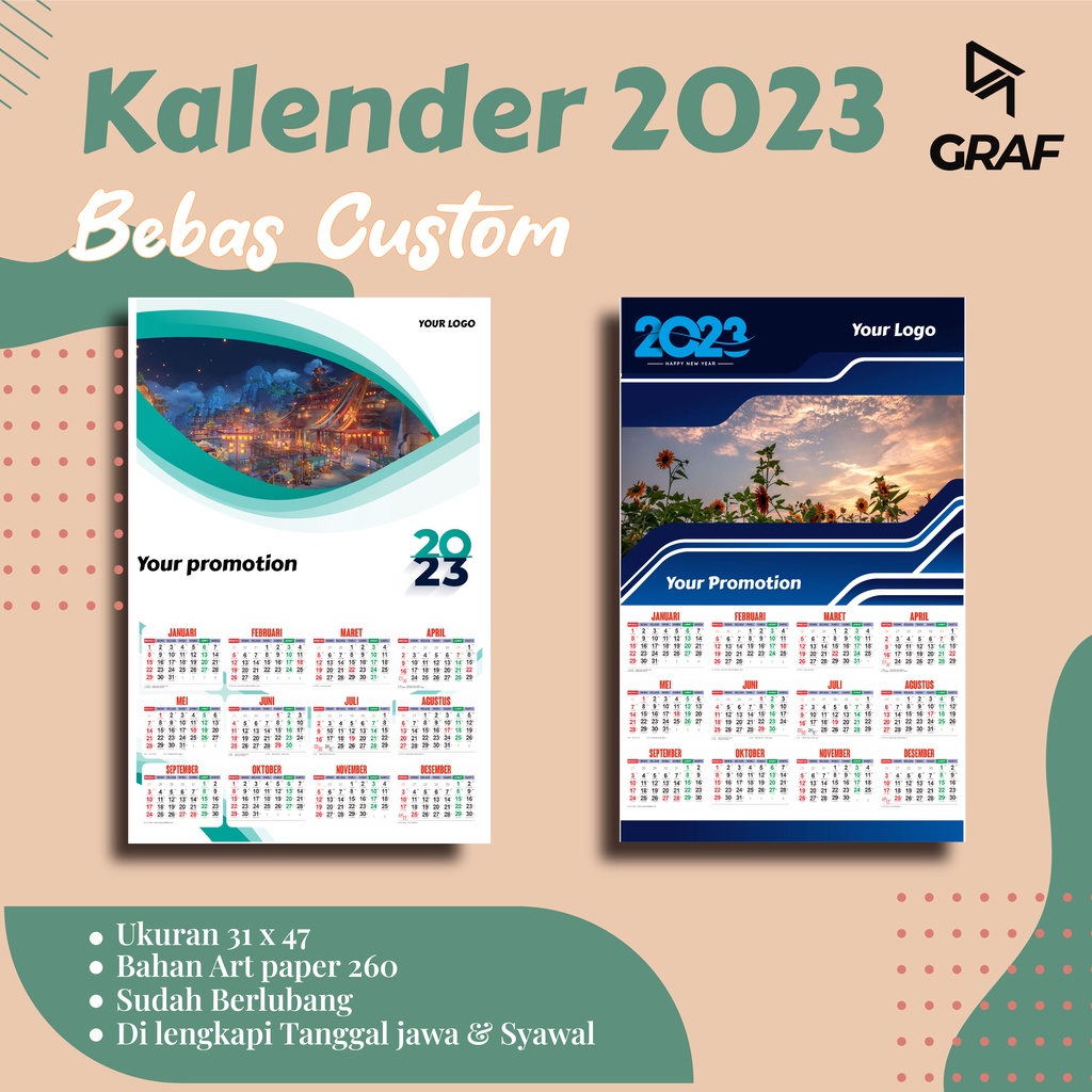 Jual KALENDER 2023 / KALENDER CUSTOM / KALENDER PROMOSI / KALENDER ...