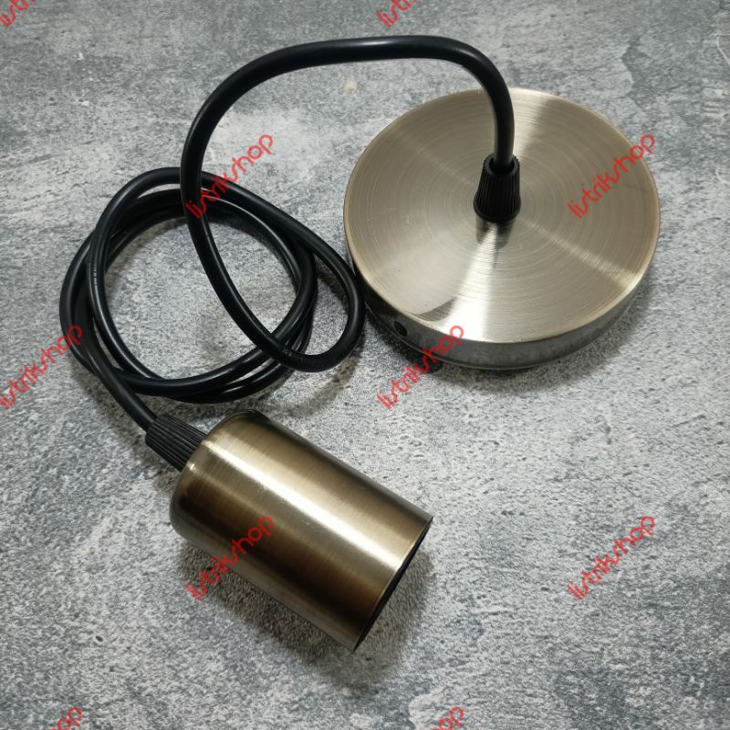 Jual Fitting Lampu Gantung Minimalis E27 Body Besi Bronze | Shopee ...