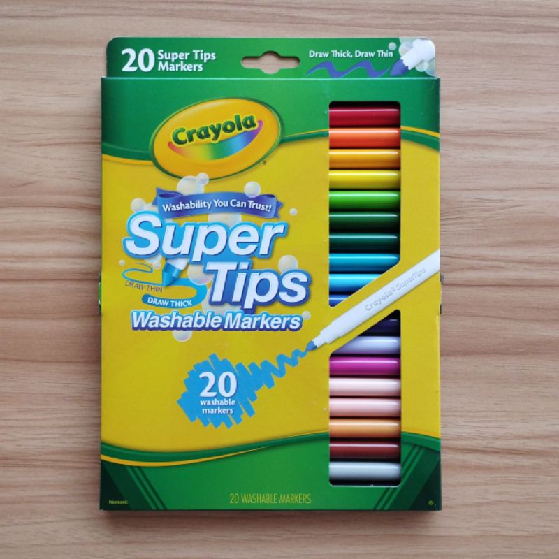 Jual Crayola Super washable tips supertips 20 color markers | Shopee ...
