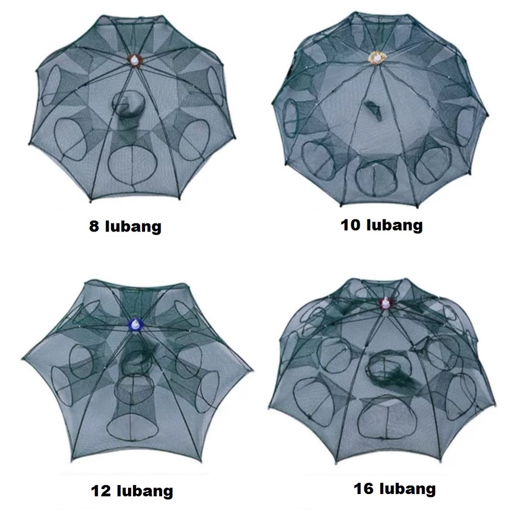 Jual Perangkap jaring ikan / Bubu Ikan payung , jaring buka tutup 4 6 8 10 12 16 20 lubang ...