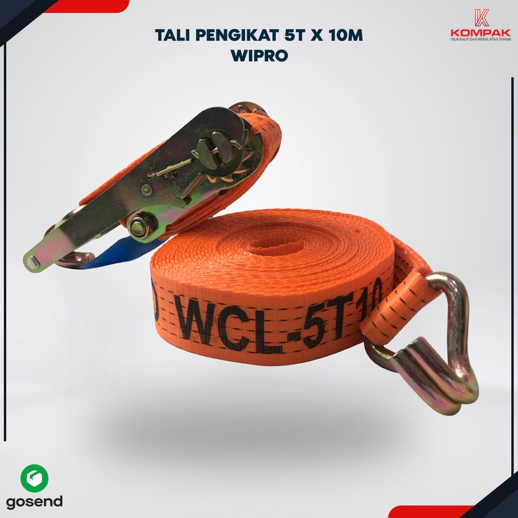 Jual Tali WIPRO 5 Ton x 10m webbing cargo / tali pengikat / tali ...