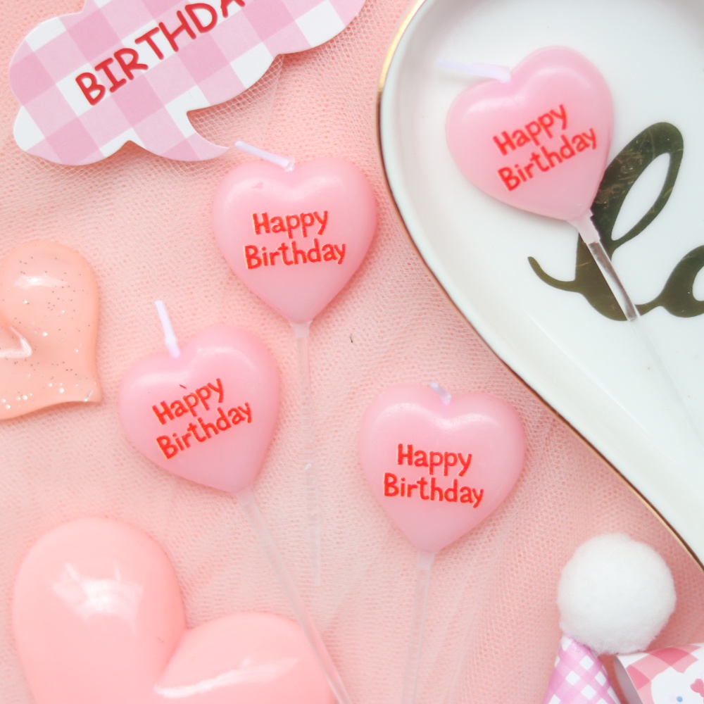 Jual Lilin Ulang Tahun Bentuk Love HBD | Love Birthday Candle | Lilin ...
