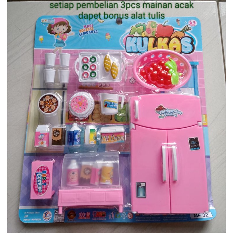Jual mainan kulkas 2 pintu set es krim mf 32 | Shopee Indonesia